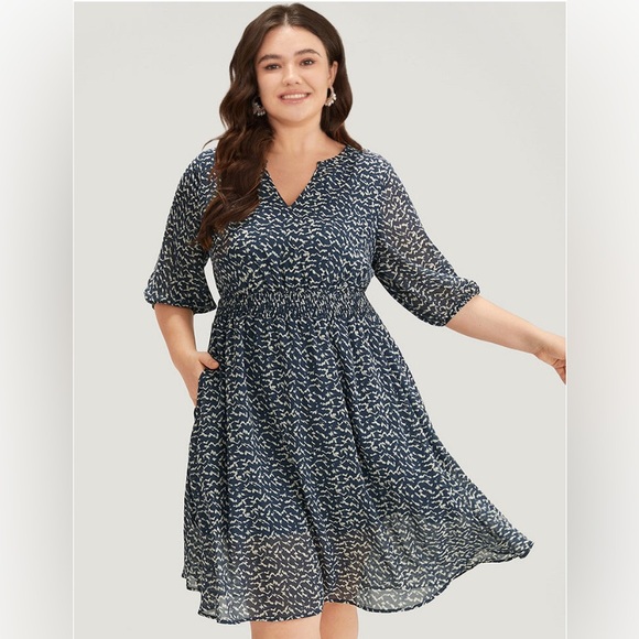 BloomChic | Dresses | Nwt Bloomchic 28 Blue Pattern Dress | Poshmark